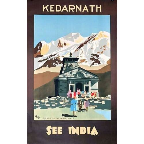 Vintage Kedarnath Source of The Ganges Indian Tourism Poster – Vintage ...