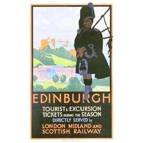 Vintage LMS Edinburgh Piper Railway Poster A3 Print Vintage – Vintage ...