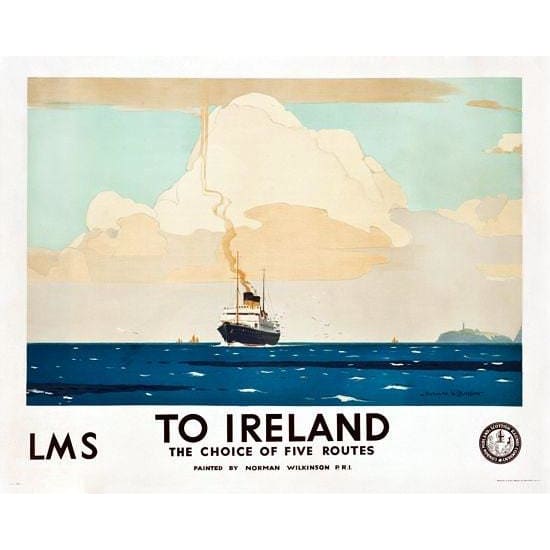 Vintage LMS Ferries To Ireland Railway Poster A3 Print – Vintage Poster ...