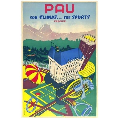 Vintage Pau France Sporting Holidays Tourism Poster A3 Print – Vintage ...