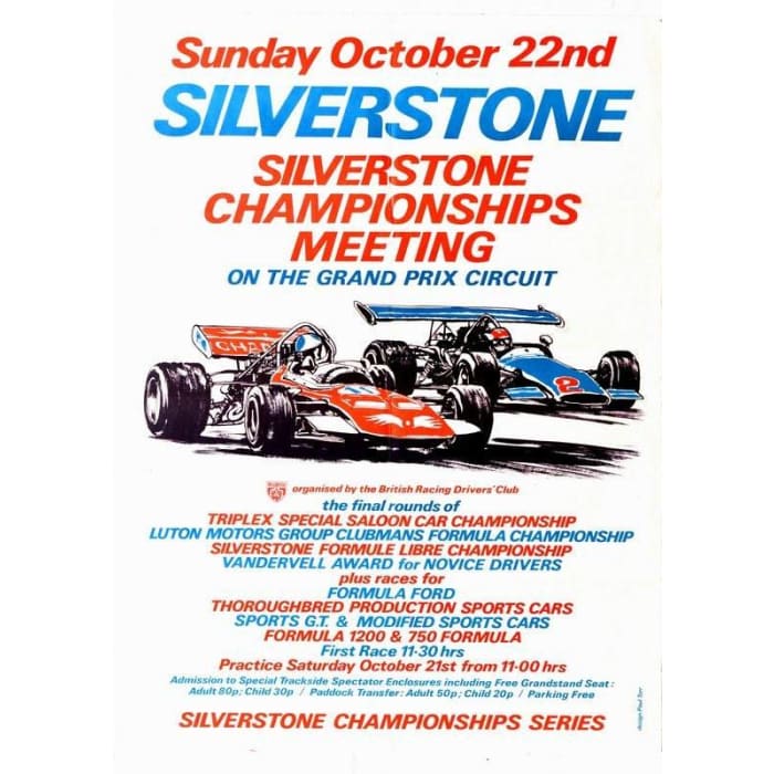 Vintage Silverstone Championships Meeting Motor Racing – Vintage Poster ...