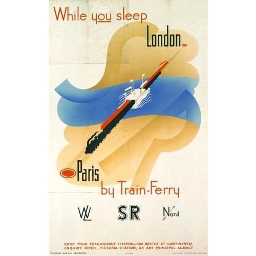 Vintage Southern Rail Night Train To Paris Railway Poster A3 – Vintage ...