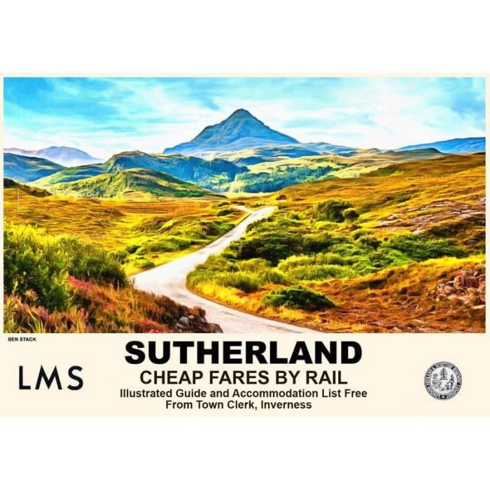 Vintage Style Railway Poster Ben Stack Sutherland Scotland – Vintage ...