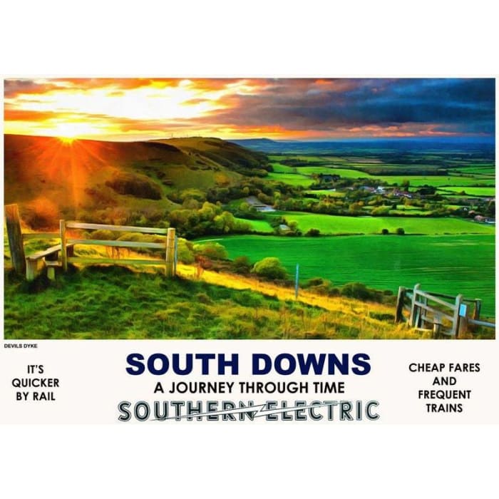 Vintage Style Railway Poster Devils Dyke South Downs – Vintage Poster ...