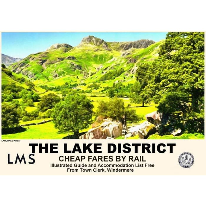 Vintage Style Railway Poster Langdale Peaks The Lake – Vintage Poster ...