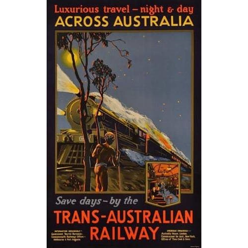 Vintage Trans Australian Railway Tourism Poster A3 Print – Vintage ...