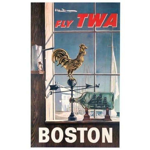 Vintage TWA Flights To Boston Airline Poster A3/A4 Print – Vintage ...