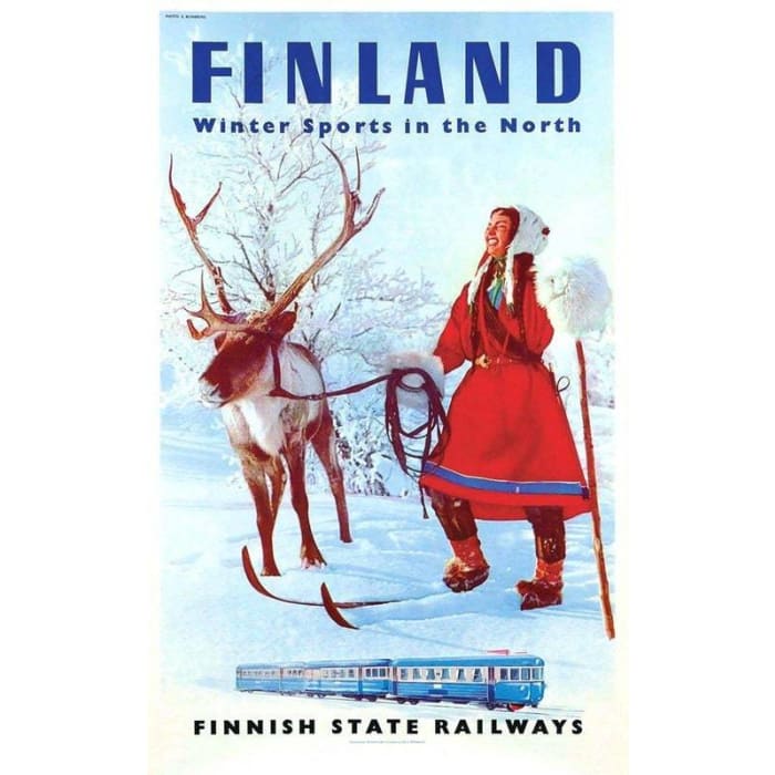 Vintage Winter Sports In Finland Tourism Poster Print A3/A4 – Vintage ...
