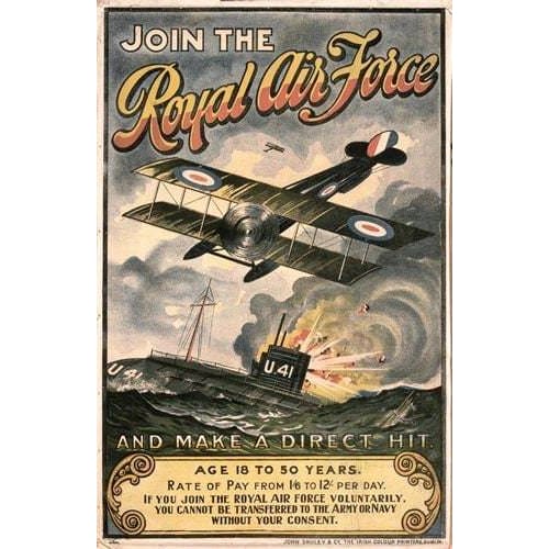 Vintage World War 1 RAF Recruitment Poster A3 Print Vintage – Vintage ...
