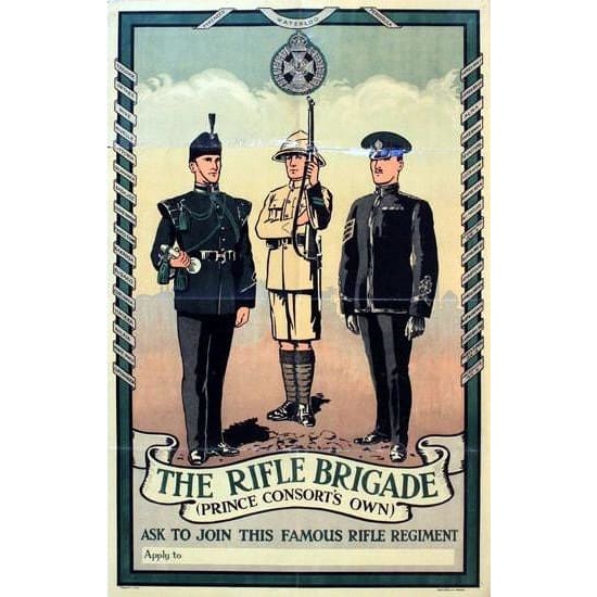 Vintage WW1 Rifle Brigade Recruitment Poster A3 Print – Vintage Poster ...